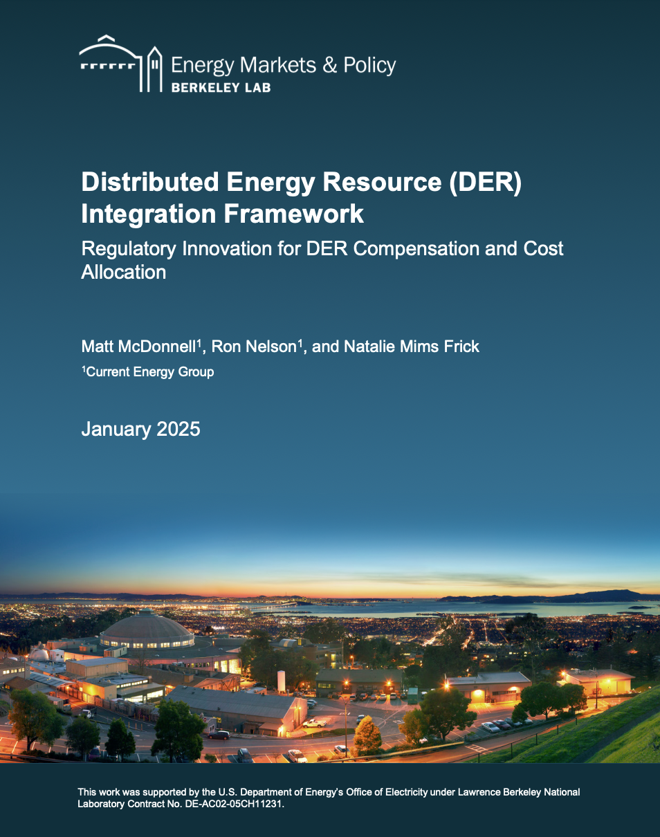 DER Integration Framework (LBNL Study + Report) - Current Energy Group